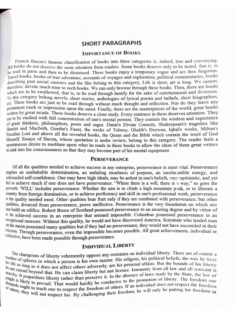 PMS Short Paragraphs | PDF