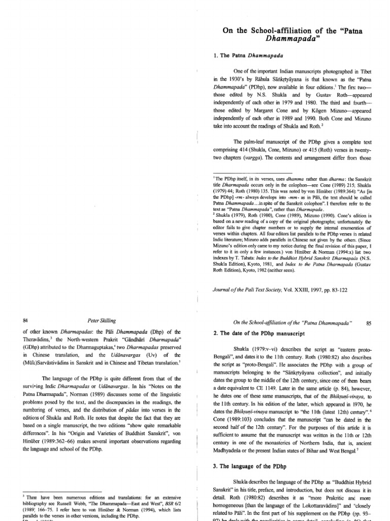 On The School-Affiliation of The Patna Dhammapada - Peter Skilling | PDF