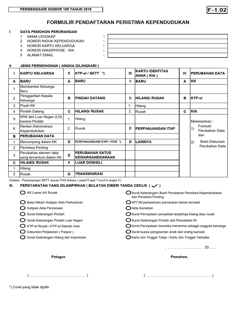 Formulir Pelayanan F1.02 | PDF