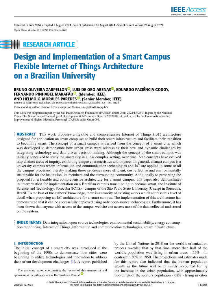 Smart Campus IoT Architecture in Brazil | PDF | Internet Of Things ...
