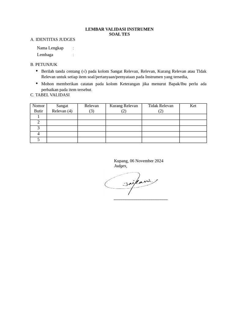 LEMBAR VALIDASI | PDF