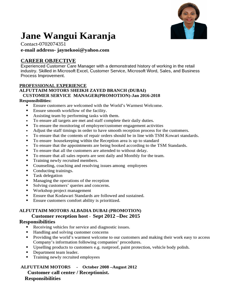 Jane Wangui Karanja Cv | PDF Jane Wangui Karanja Cv | PDF