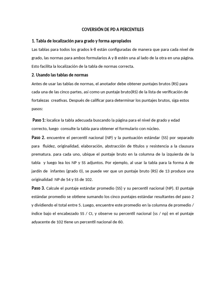 Coversion de PD A Percentiles 2022 | PDF