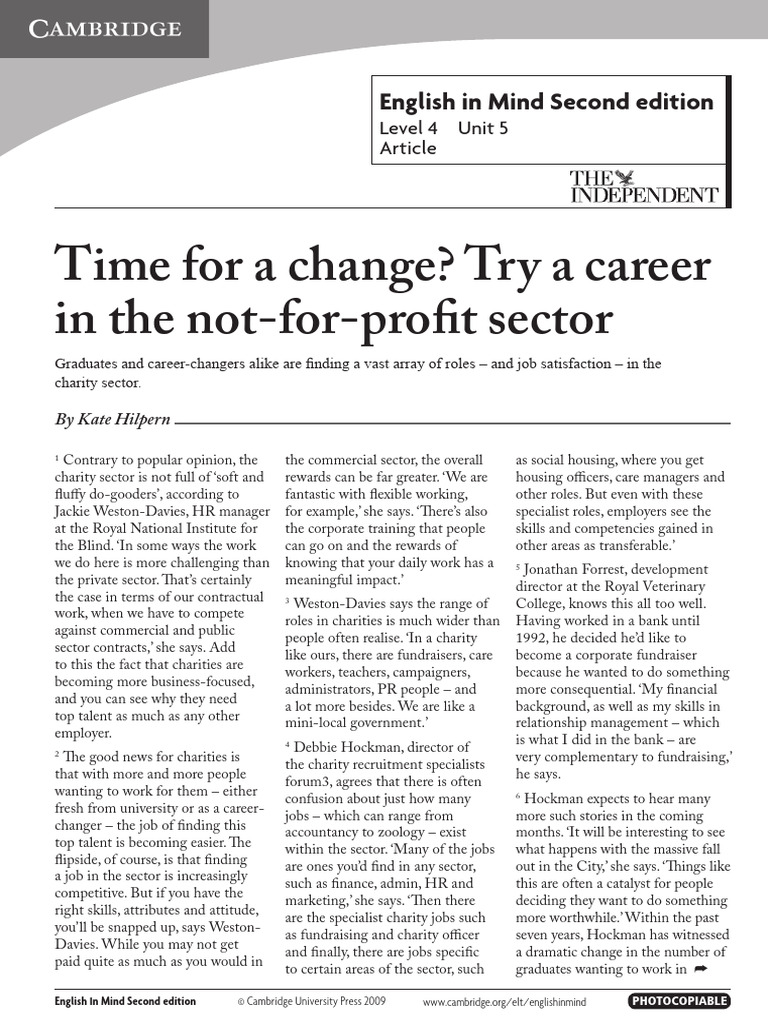 English in Mind2 Level4 Unit5 Extra Reading Practiceds Article | PDF