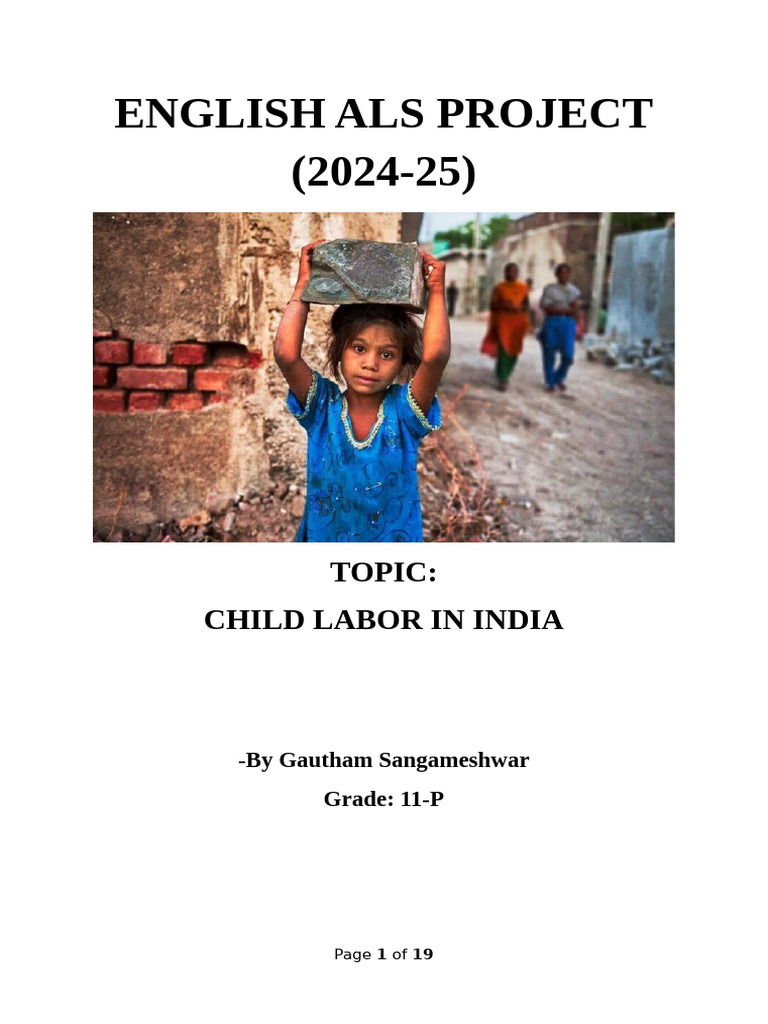 English ALS Project | PDF | Child Labour | Slum