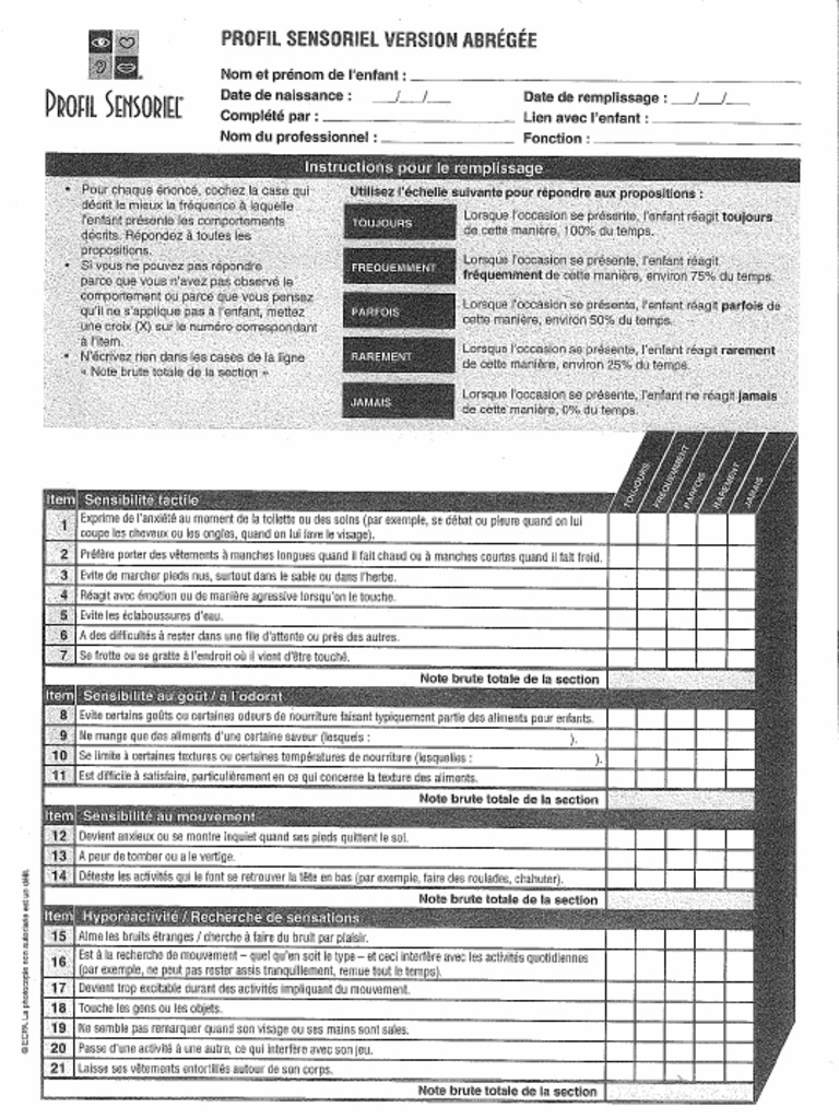 Profil Sensoriel Dunn Abrégé | PDF