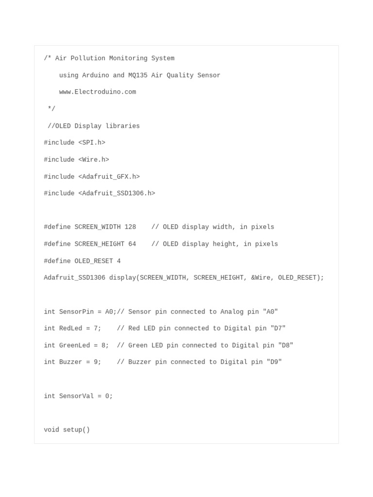 Arduino Air Quality Monitor System | PDF | Arduino | Electronics
