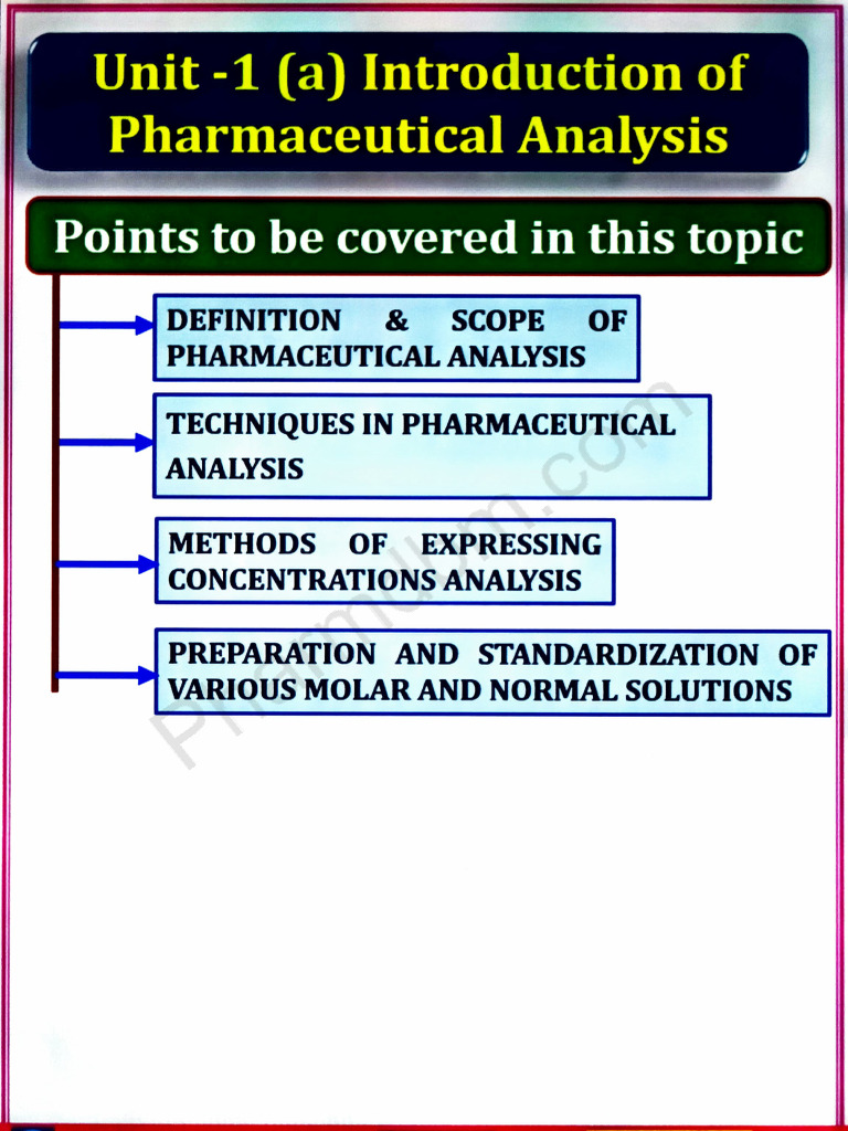 Pharmaceutical Analysis Unit 1 | PDF