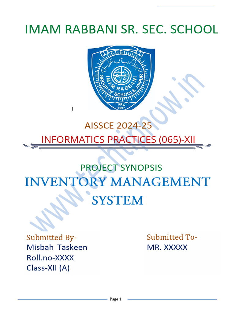 Project Synopsis Inventory Management System PDF | PDF | My Sql ...