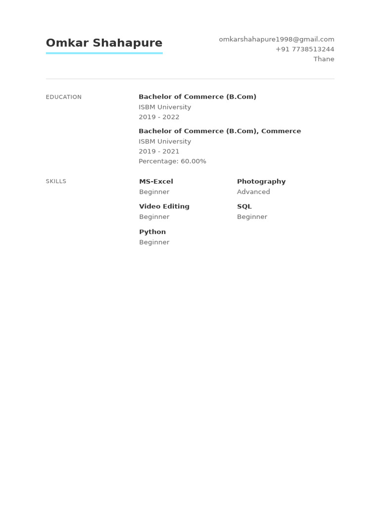 OmkarShahapure InternshalaResume | PDF