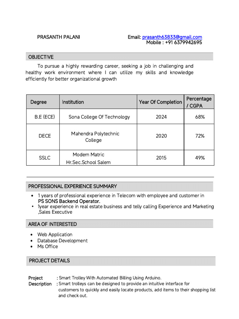 PRASANTH RESUME @1999 | PDF | Information Technology | Information Science