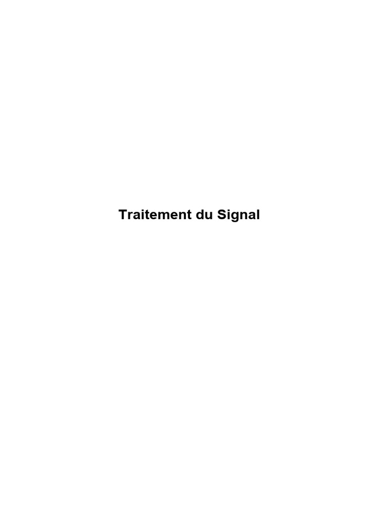 Cours de Traitement du Signal Master 1 | PDF | Filtre (électronique ...