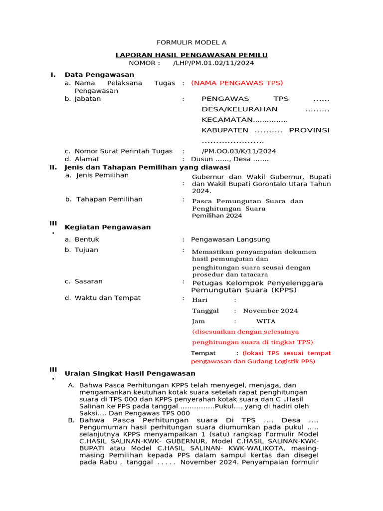 Laporan Pengawasan Pemilu 2024 TPS 000 | PDF
