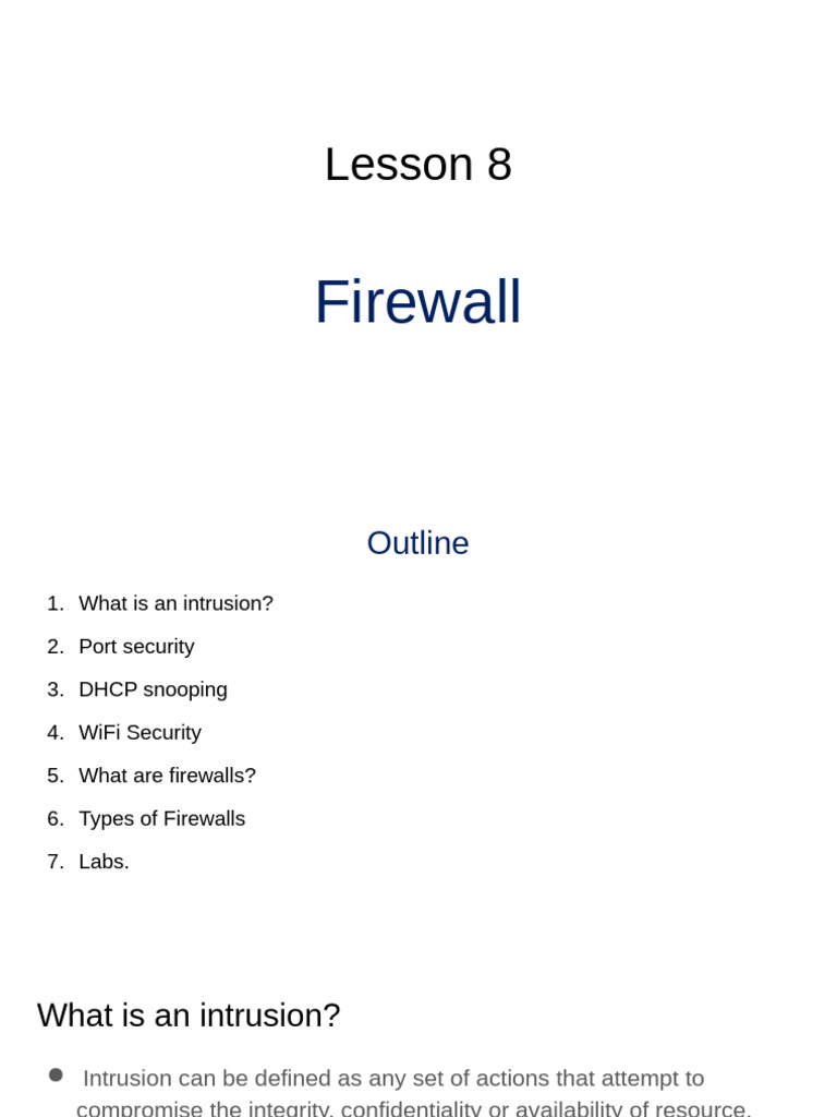 Lesson 8 - Firewalls | PDF | Computer Network | Firewall (Computing)