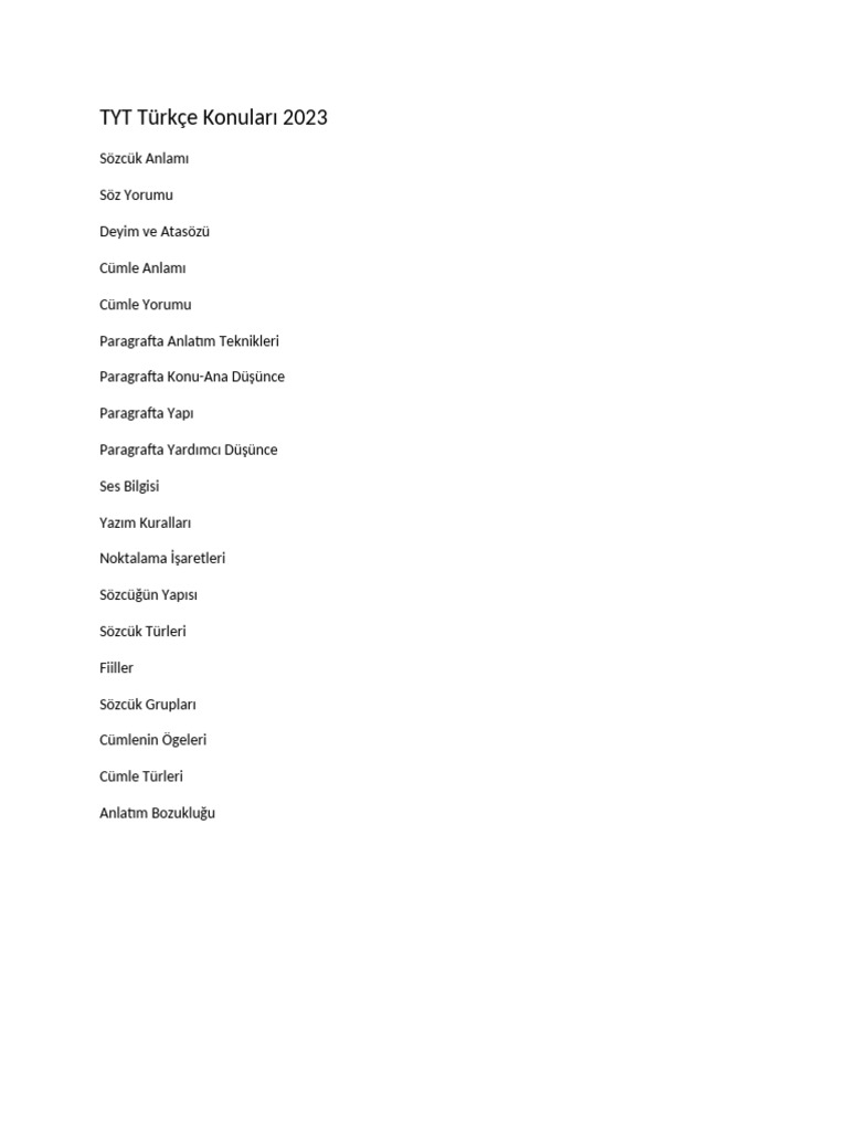 TYT 2023 Konular | PDF