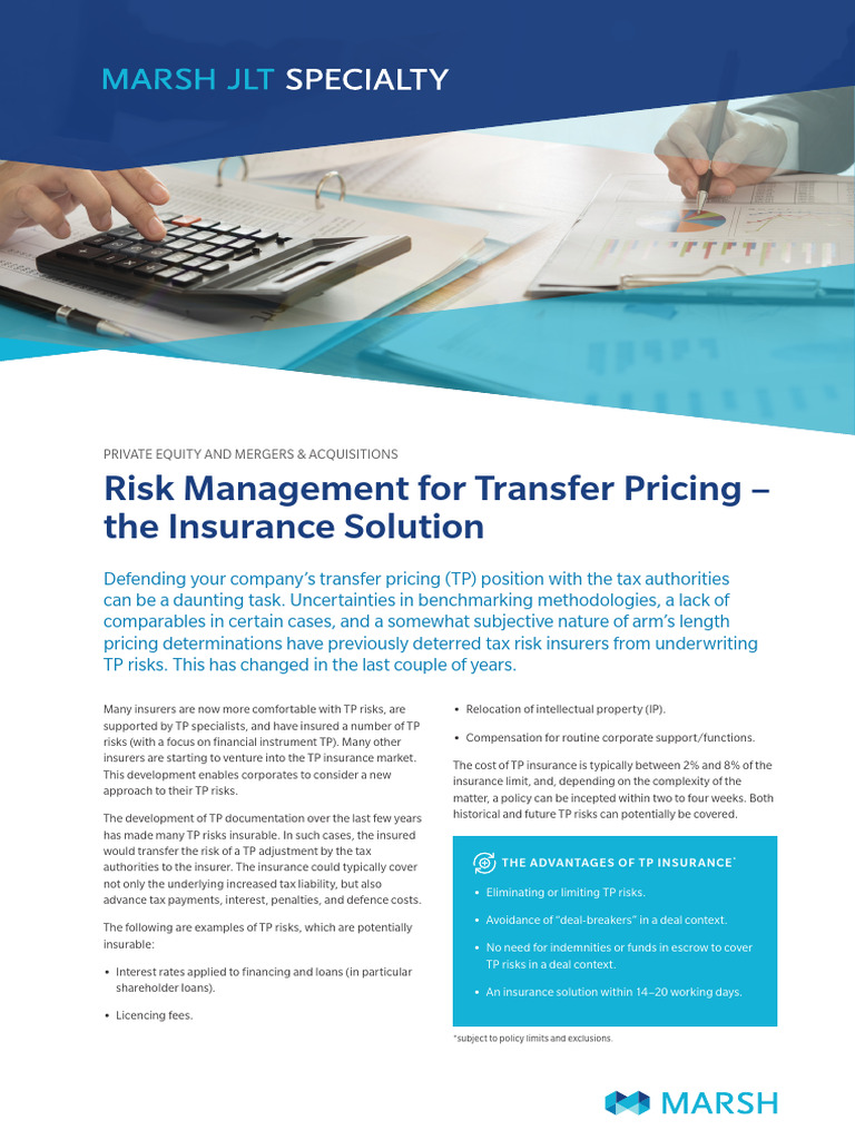 Marsh JLT Specialty Risk Management For Transfer Pricing The Insurance ...