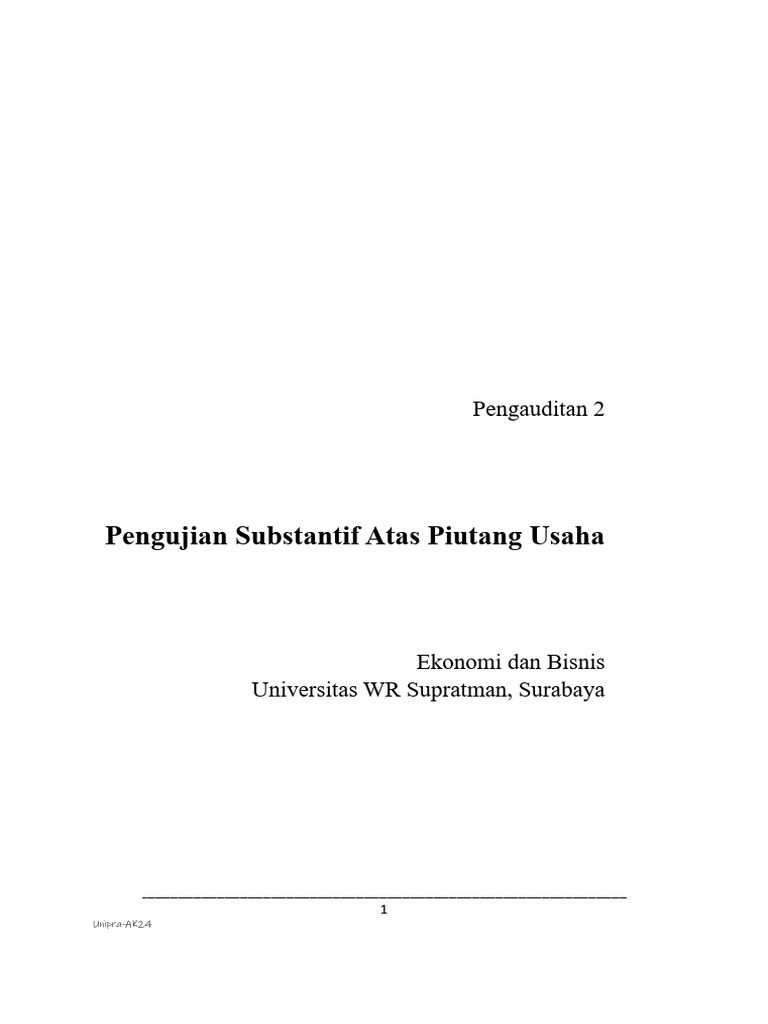 Pengujian Substantif Piutang Usaha | PDF