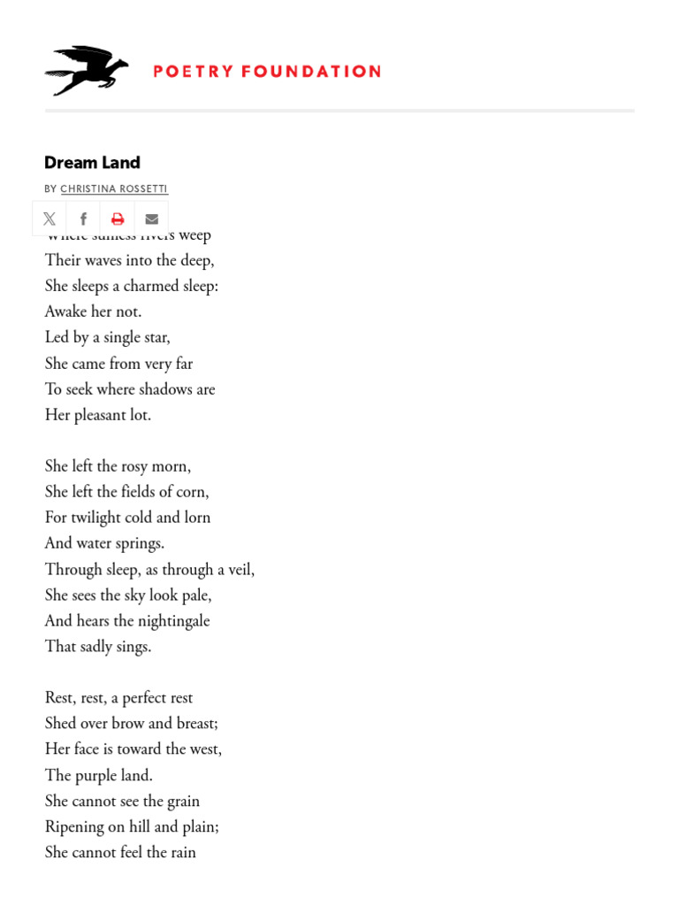 Dream Land Poem by Christina Rossetti | PDF