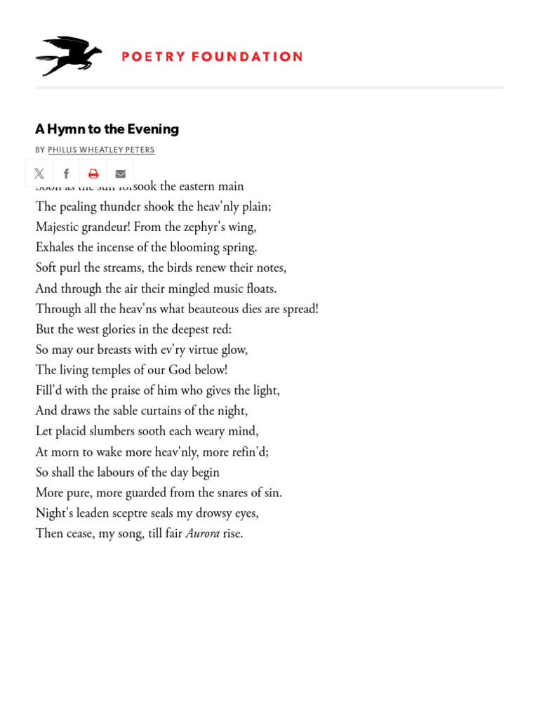 A Hymn to the Evening _ The Poetry Foundation | PDF