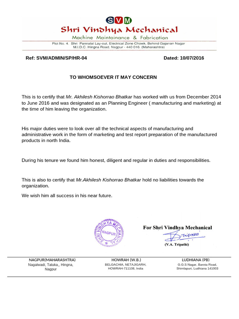 Akhilesh Experiance Letter | PDF