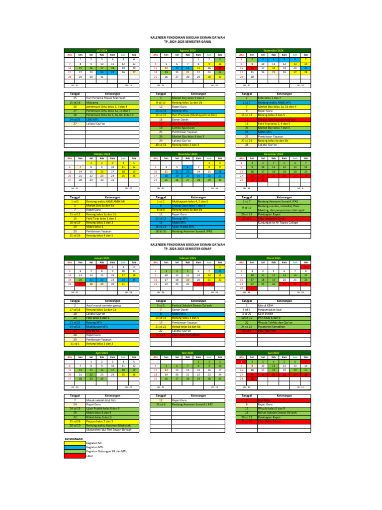 Kalender Pendidikan SDD 24-25 Warna | PDF