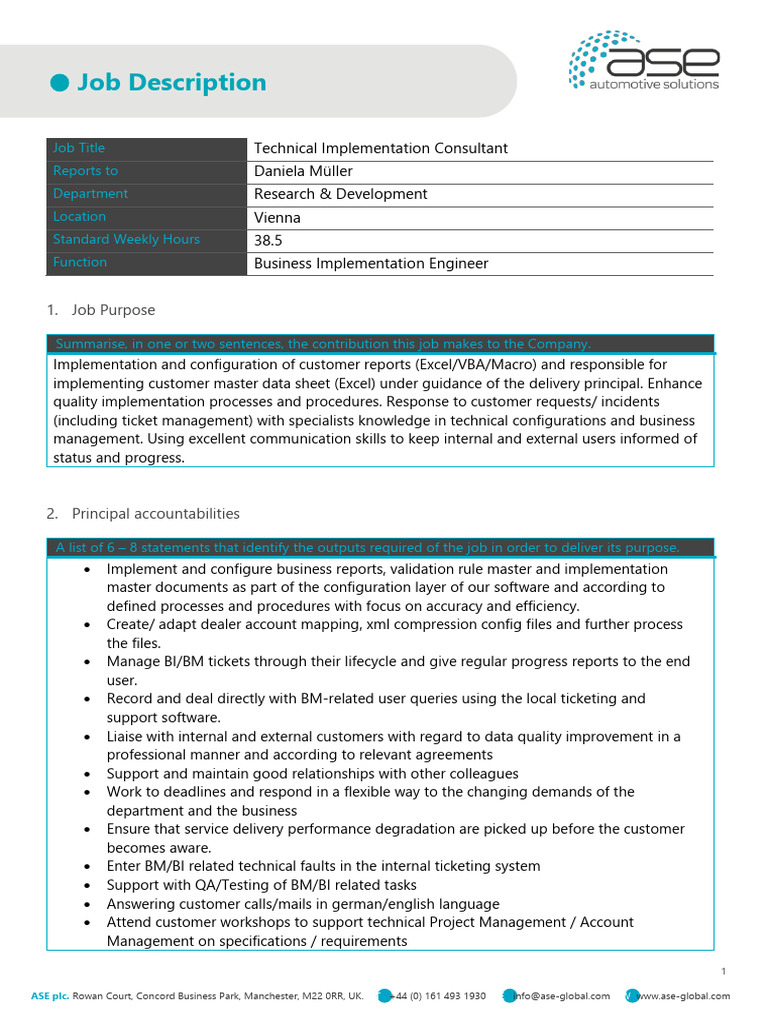 JD - Technical Implementation Consultant 2024 | PDF | Microsoft Excel | Computing