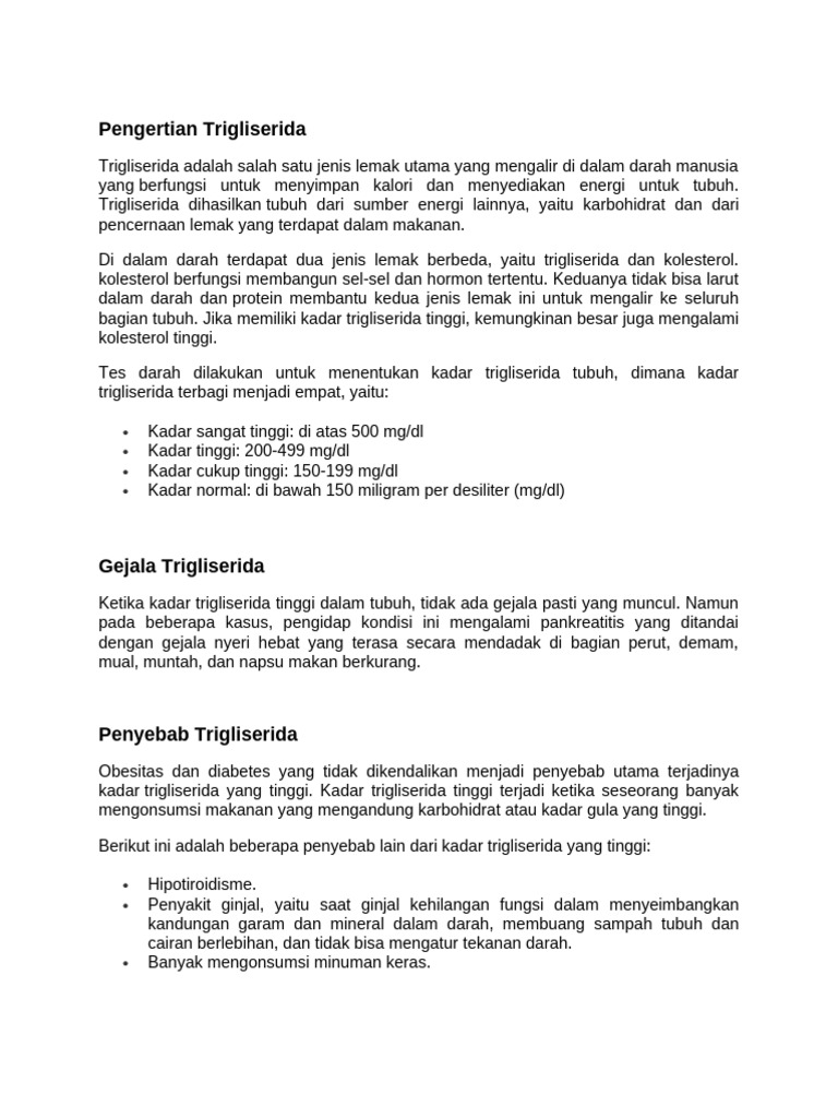 Pengertian Trigliserida | PDF
