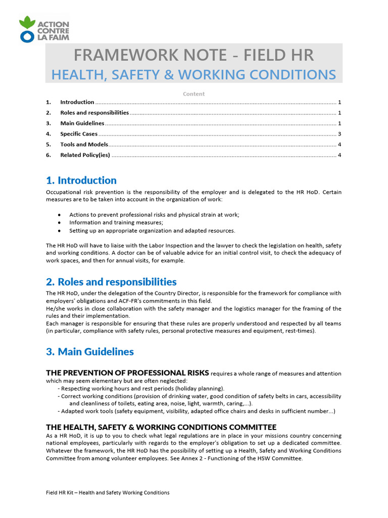 Annex 48 B. Framework Guidelines - Health Safety Working Conditions ...