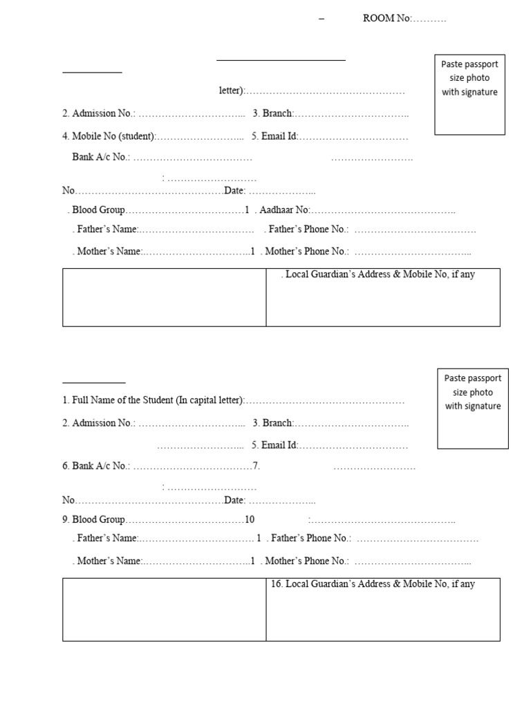 IIT Dhanbad Hostel Room Allotment Form | PDF