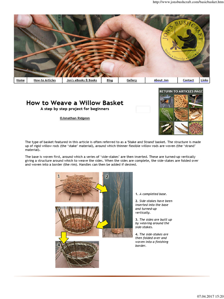 Step-by-Step Willow Basket Weaving | PDF | Weaving | Basket Weaving