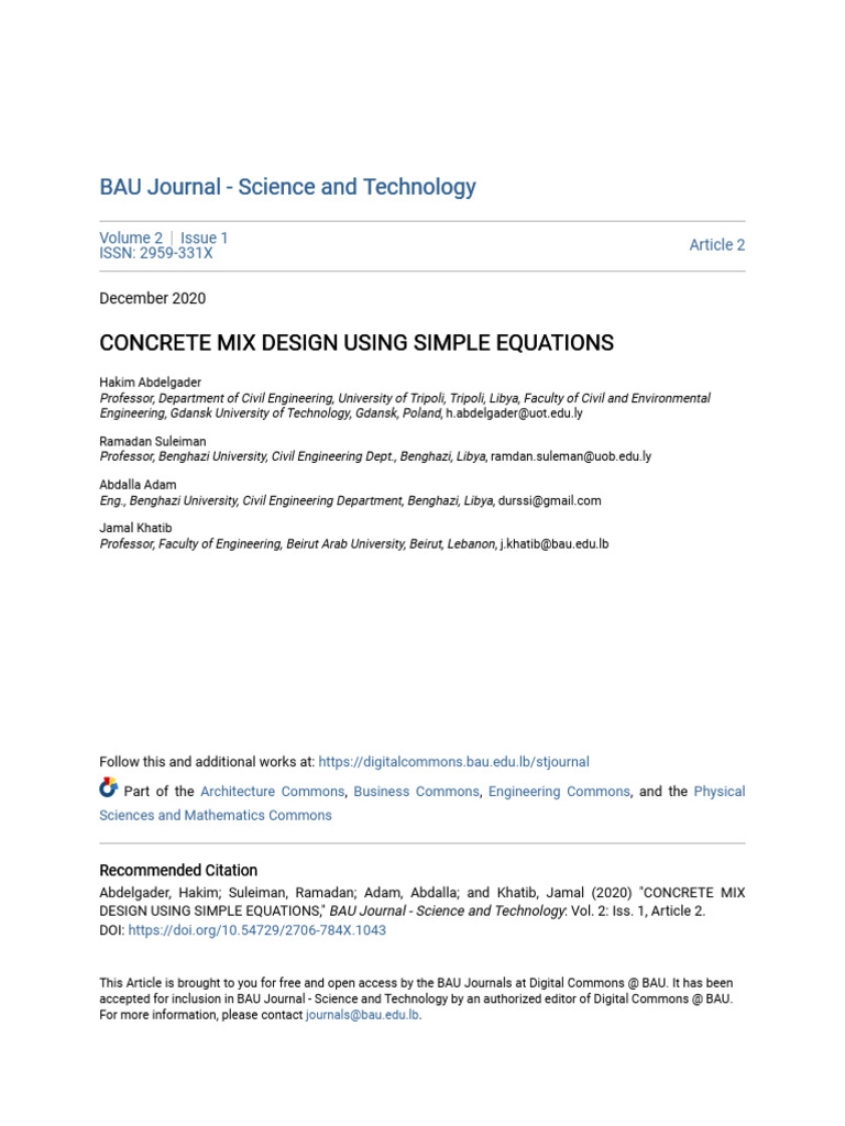 Concrete Mix Design Simplified Equations | PDF | Concrete ...