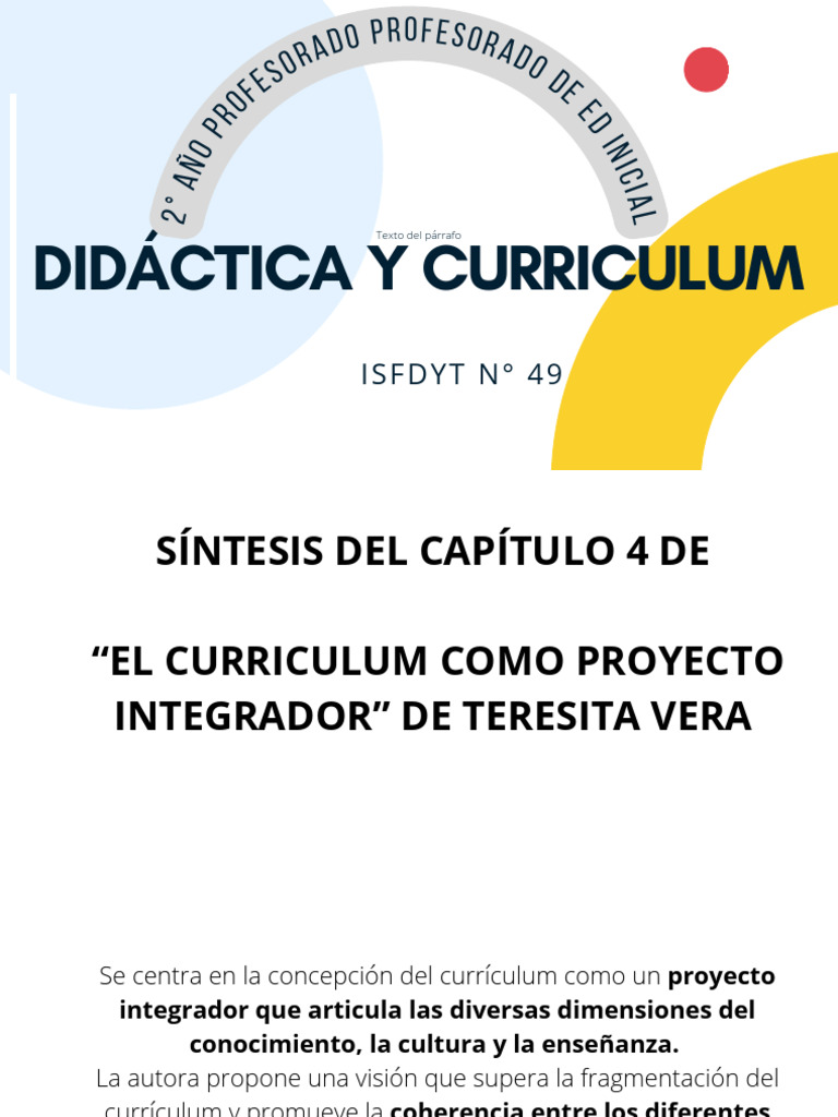 El Curriculum: Proyecto Integrador | PDF | Plan de estudios | Enseñando