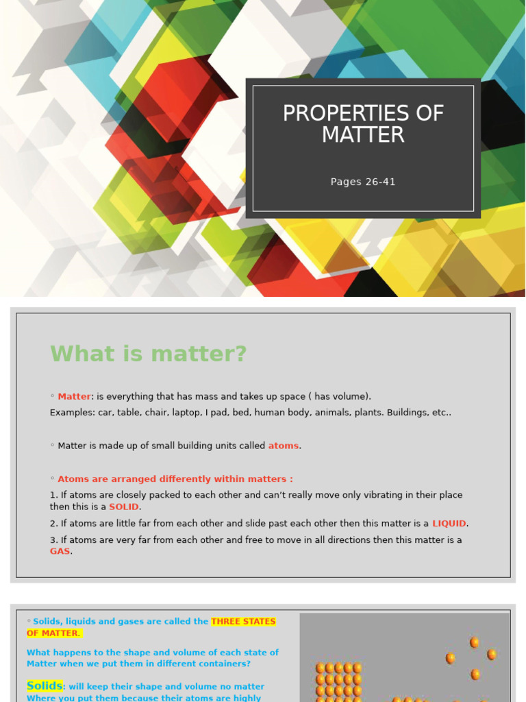Understanding Matter and Its Properties | PDF | Temperature | Matter
