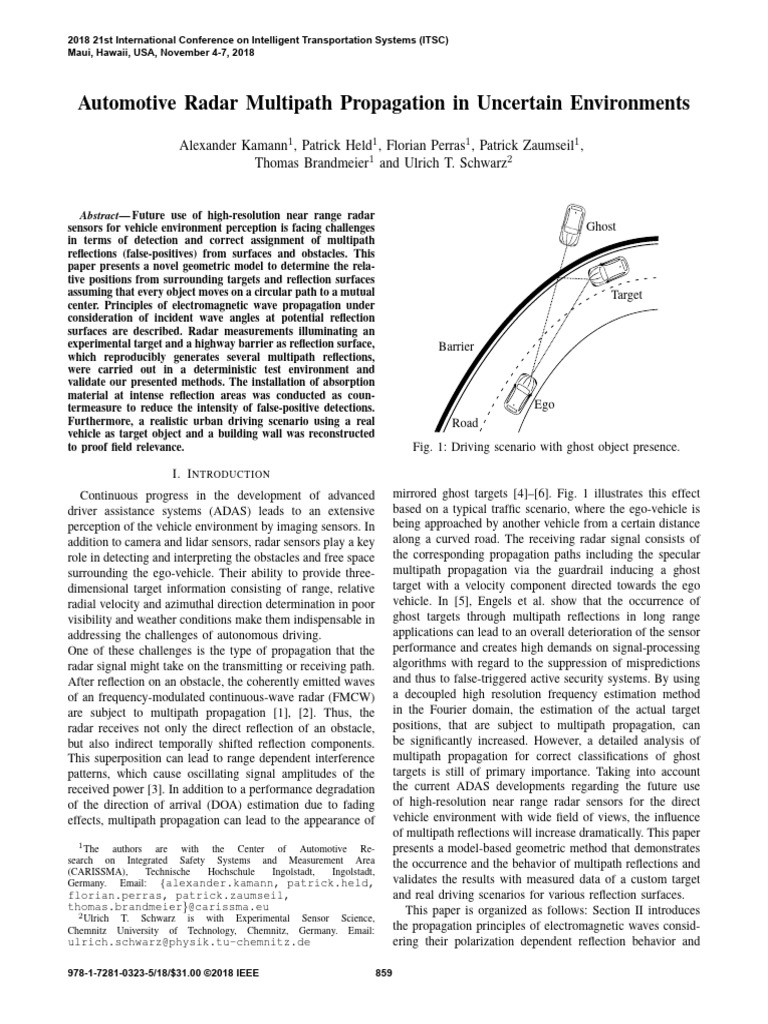 Automotive Radar Multipath Propagation in Uncertain Environments | PDF | Antenna (Radio ...