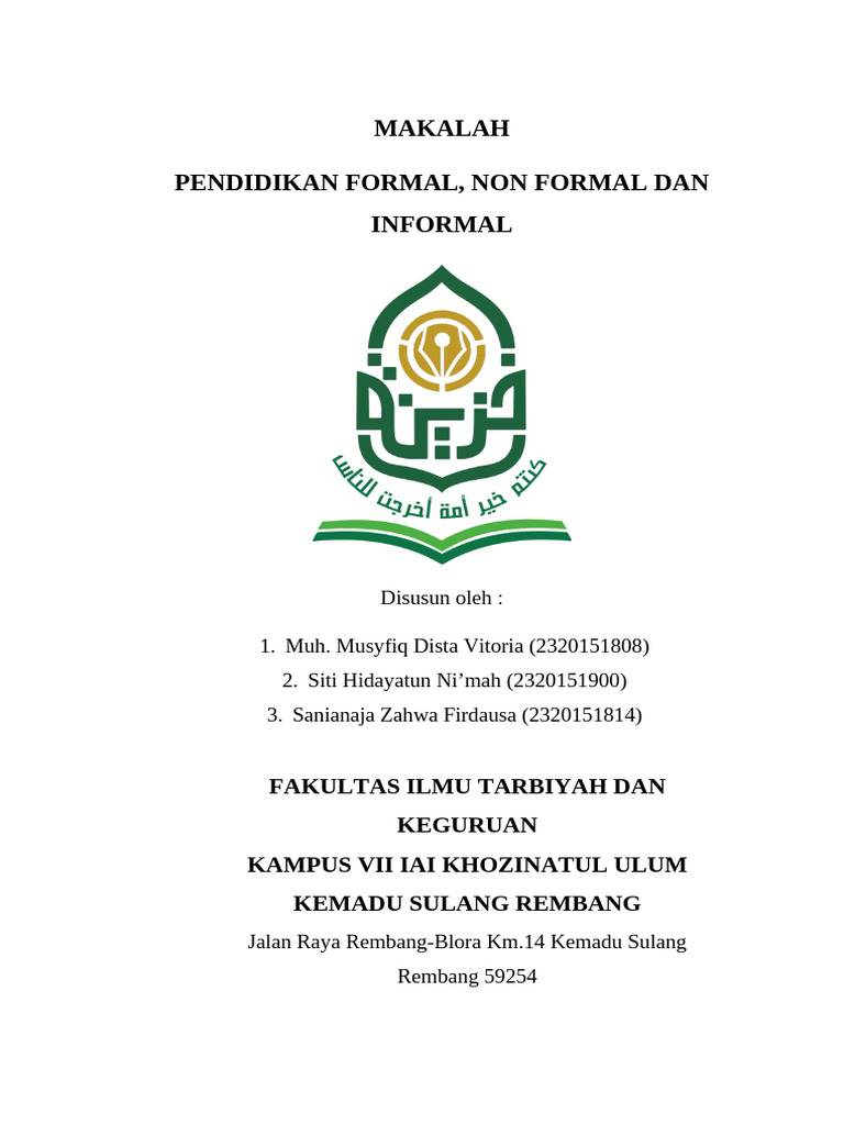 Jenis Pendidikan: Formal, Nonformal, Informal | PDF