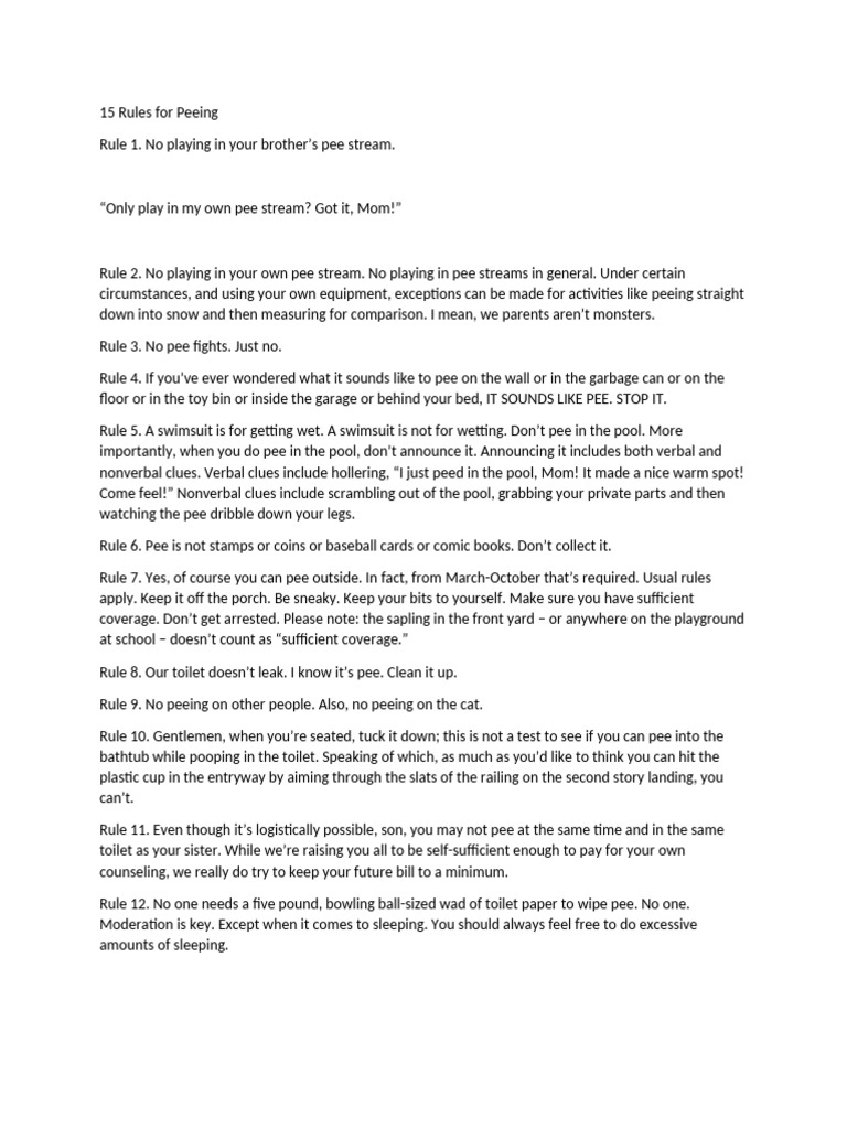 15 rules for peeing | PDF