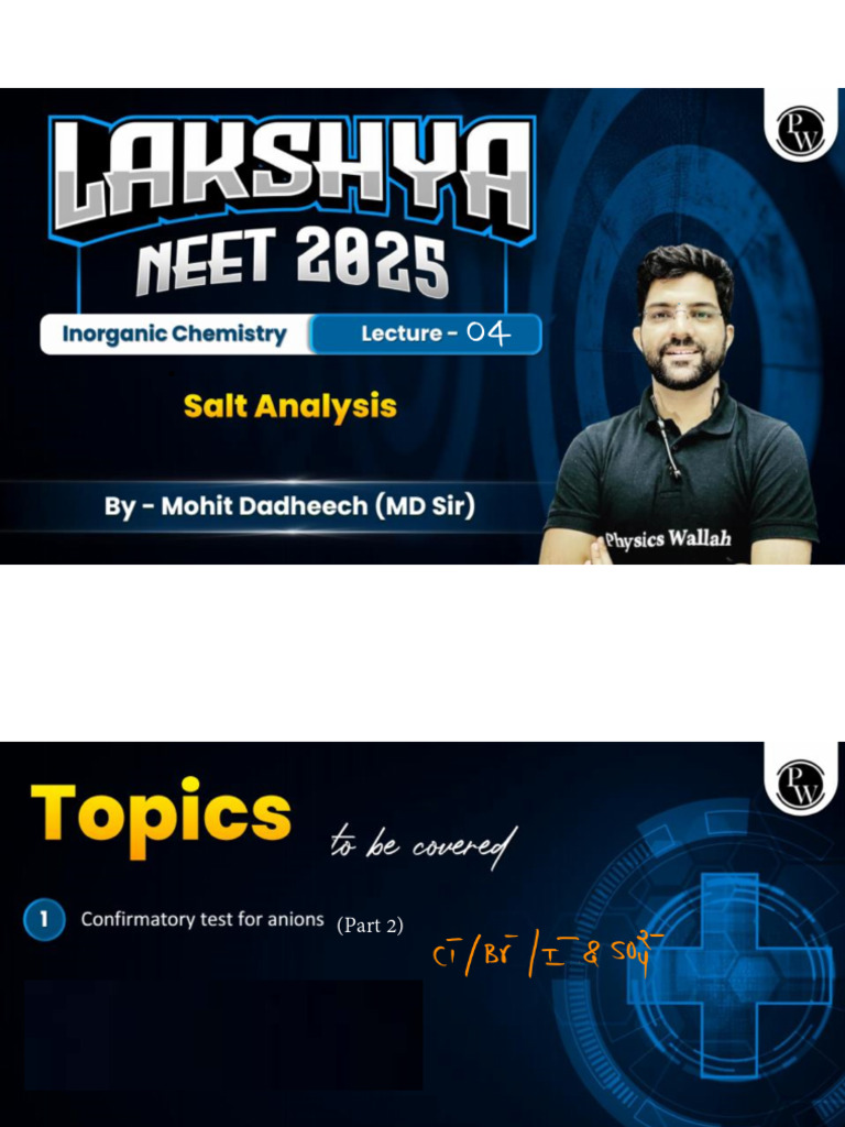 Salt Analysis 04 - Class Notes || Lakshya NEET 2025 | PDF