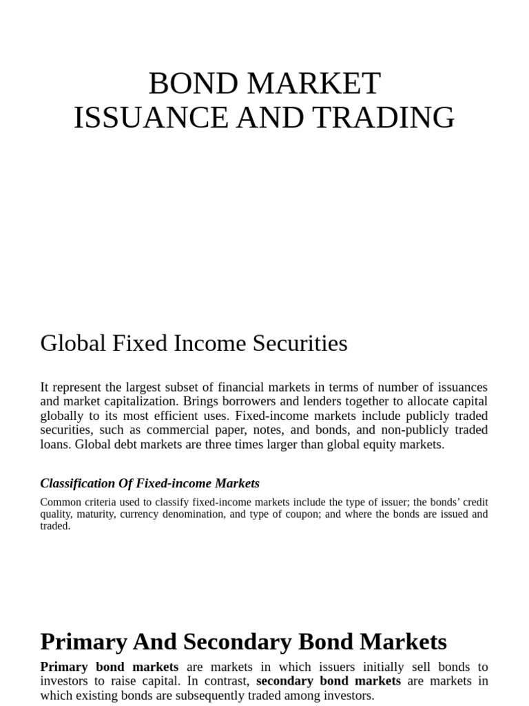 Bond Market | PDF | Repurchase Agreement | Bonds (Finance)