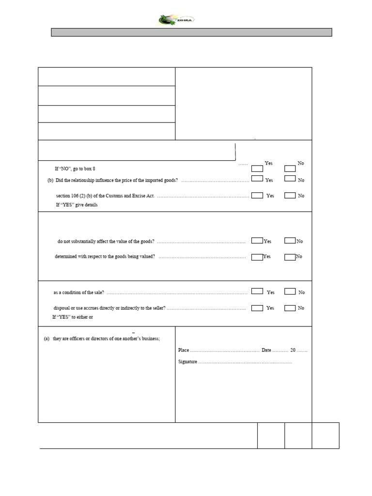 Form 52A Declaration of Particulars Relating To Customs Value | PDF ...