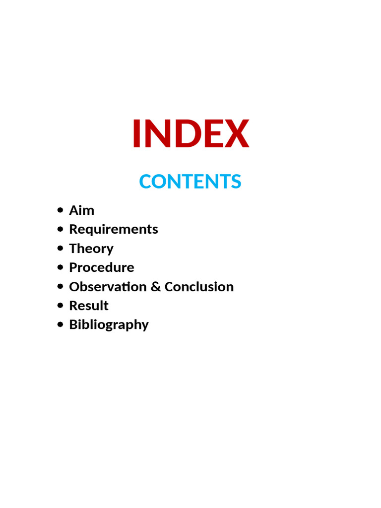 Index: Aim Requirements Theory Procedure Observation & Conclusion Result Bibliography | PDF