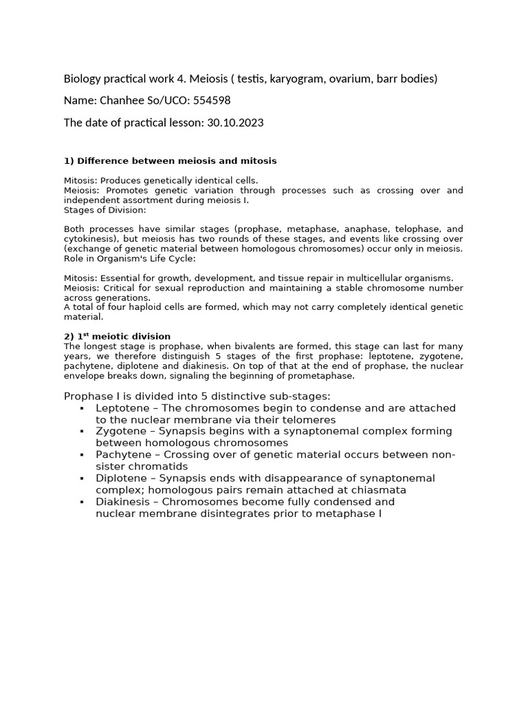 Task4 Cell Bio Protocoal | PDF | Meiosis | Genetics