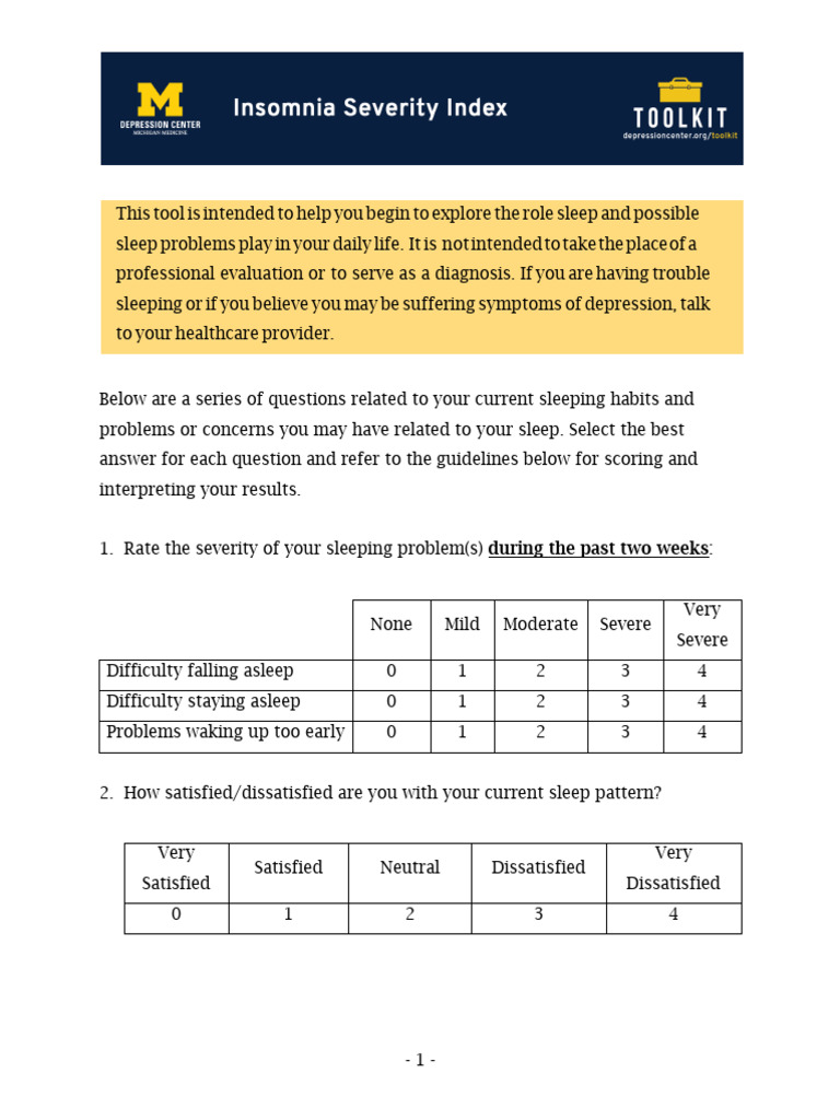 Insomnia Severity Index | PDF | Sleep | Insomnia