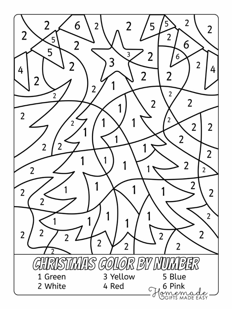 Christmas Color by Number Tree With Star | PDF