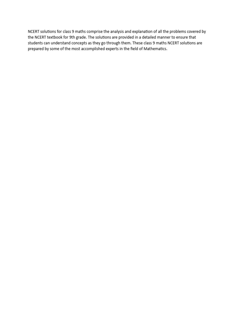 Class 9 NCERT Maths Solutions Explained | PDF