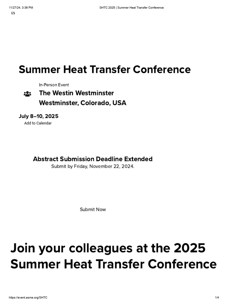 SHTC 2025 - Summer Heat Transfer Conference | PDF | Heat | Heat Transfer