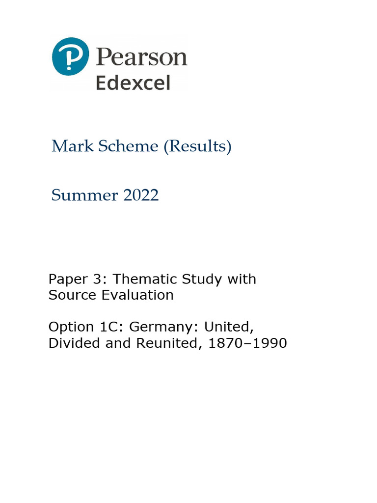 June 2022 Marking Scheme Germany | PDF | German Reunification | Knowledge