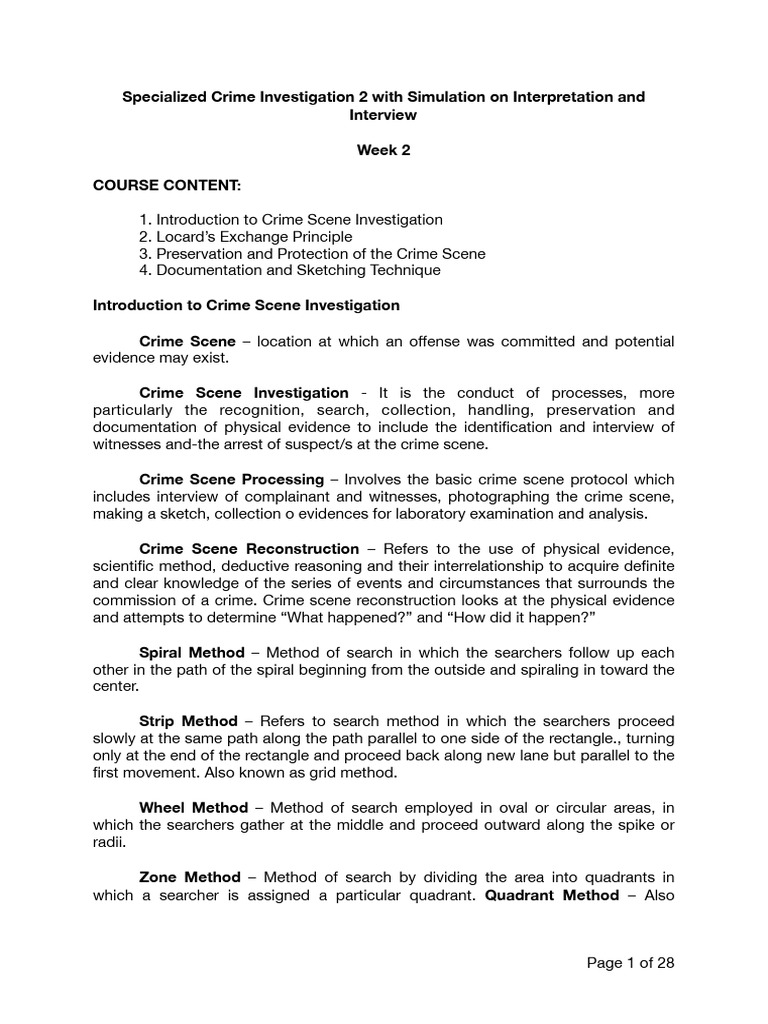 Specialized Crime Investigation 3 | PDF | Crime Scene | Forensic Science