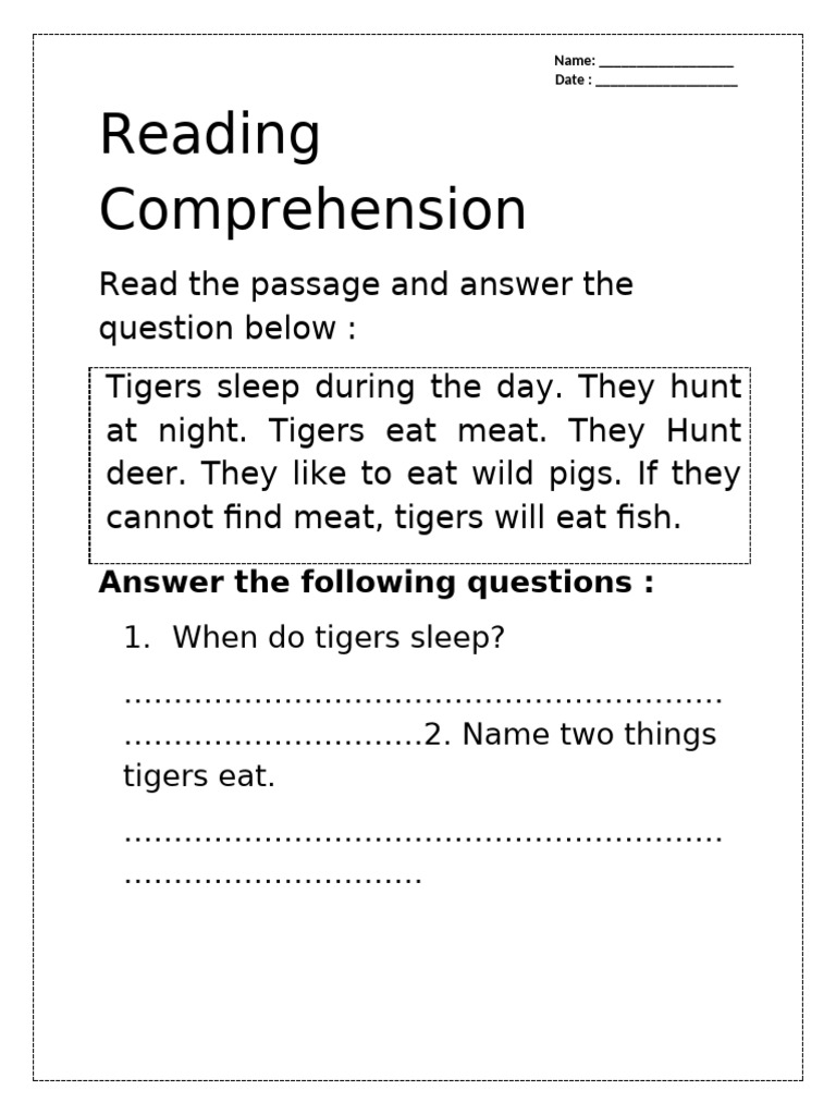 Reading Comprehension Pdf