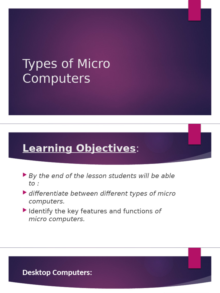Types of Micro Computers | PDF | Laptop | Desktop Computer