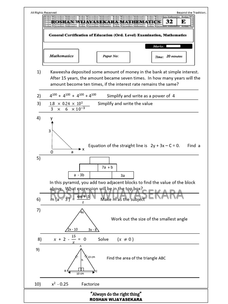 Roshan Wijayasekara: 3a 7a + B A - 3b | PDF
